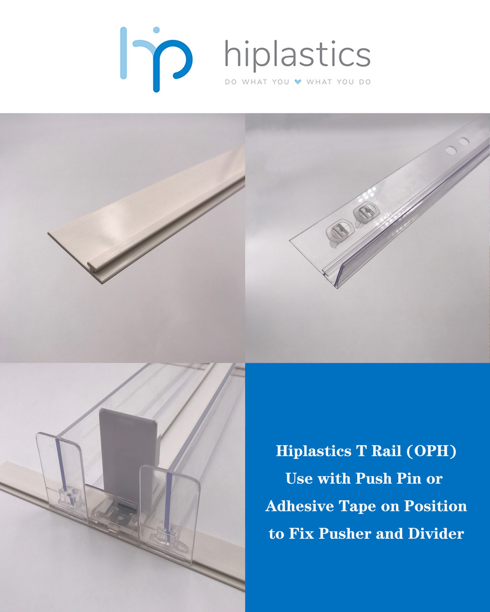 Hiplastics Shelf Pusher T rail - Hiplastics