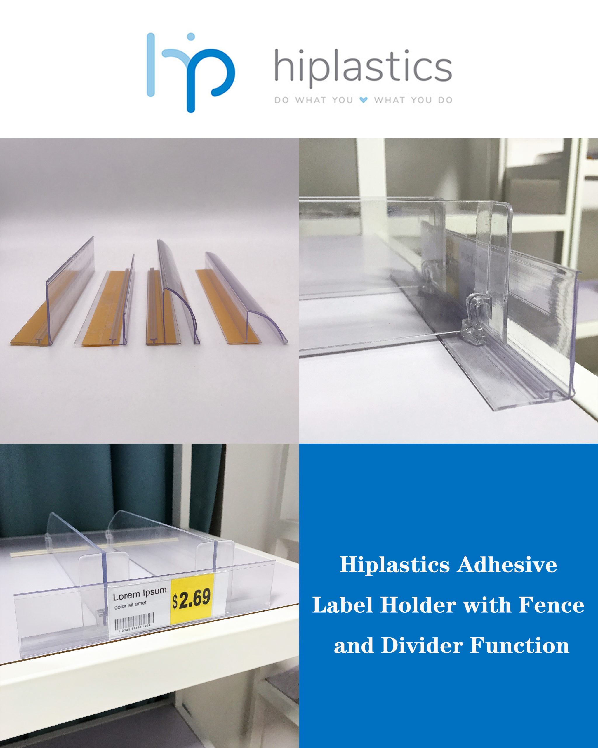 Hiplastics Adhesive Label Holder with Fence and Divider - Hiplastics